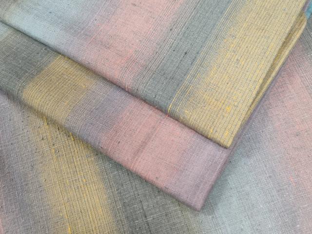 平和屋着物●紅花紬　米沢　霞文　正絹　逸品　CAAW7359yc