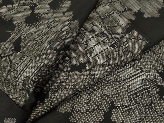 平和屋着物●本場大島紬　9マルキ　地空き　樹林風景文　正絹　逸品　CAAW7373yc