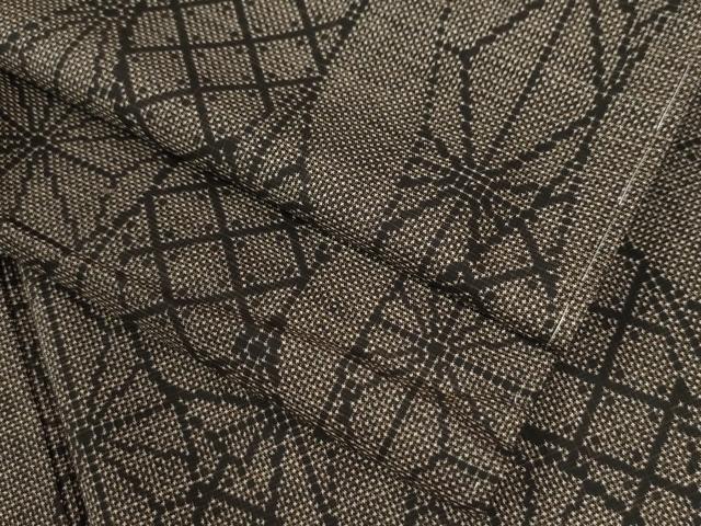 平和屋着物●本場大島紬　7マルキ　よろけ縞吉祥文　正絹　逸品　未使用　CAAW7403yc