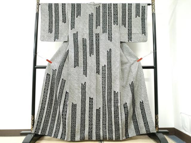 平和屋着物●訪問着　総刺繍　短冊吉祥花文　黒地　正絹　逸品　CAAW7411yc