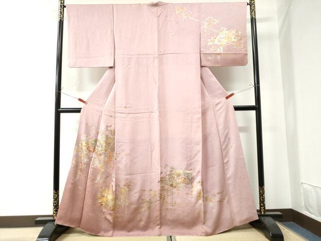 平和屋着物●金彩友禅　卓越技能者・名工・和田光正　訪問着　地紙枝垂れ草花文　暈し染め　金彩　正絹　逸品　CAAW7416yc