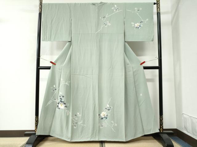 平和屋着物●人間国宝・羽田登喜男　訪問着　枝椿　正絹　逸品　CAAW7430yc