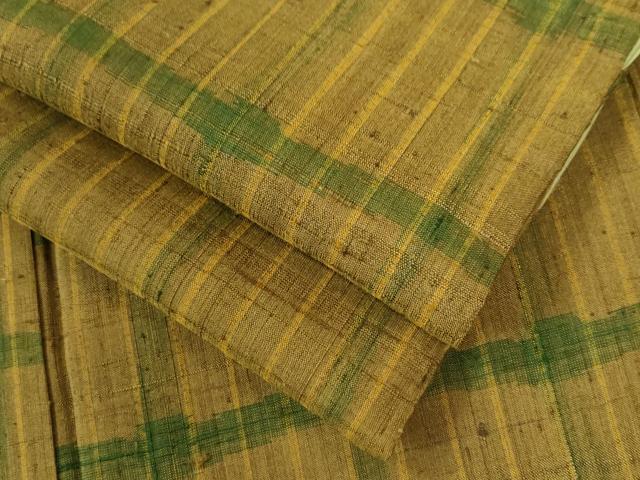 平和屋着物●上質な紬　変わり格子　やまと誂製　正絹　逸品　CAAW7434yc