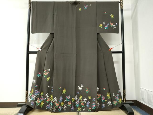 平和屋着物●訪問着　草花文　正絹　逸品　CAAW7447yc