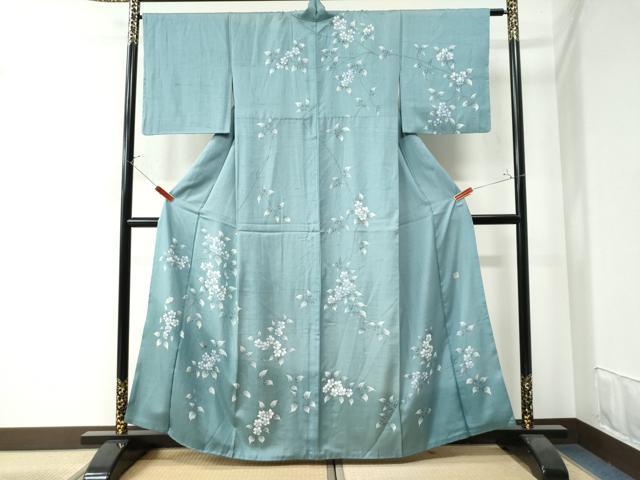 平和屋着物●訪問着　安藤松岳　紬地　蜂　枝花文　正絹　逸品　CAAW7467yc