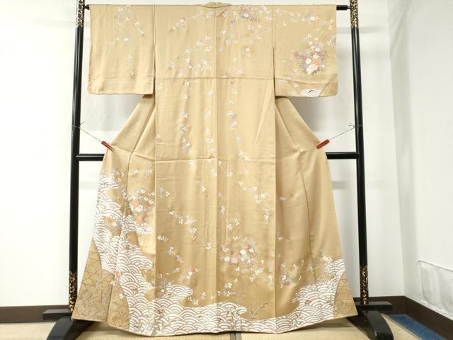 平和屋着物●訪問着　青海波籬地紙花籠文　金彩　正絹　逸品　未使用　CAAW7493yc