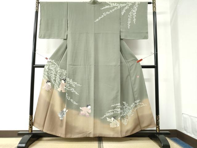 平和屋着物●十日町友禅作家　関口遼一　訪問着　童子遊び　暈し染め　正絹　逸品　未使用　CAAW7495yc