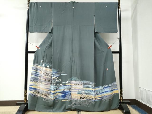 平和屋着物●本加賀友禅作家　横山秀一　色留袖　刺繍　霞飛鳥草木文　正絹　逸品　CAAW7546yc