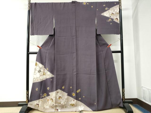 平和屋着物●訪問着　絞り　舞花文　正絹　逸品　CAAW7564yc