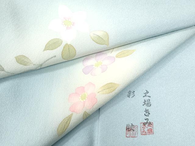 平和屋着物●上質な小紋　作家物　手描き　草花文　蛍暈し　正絹　逸品　CAAW7629yc