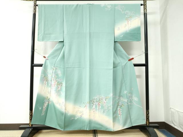 平和屋着物●訪問着　友禅　作家物　枝垂れ花松葉文　暈し染め　正絹　逸品　未使用　CAAW7699yc