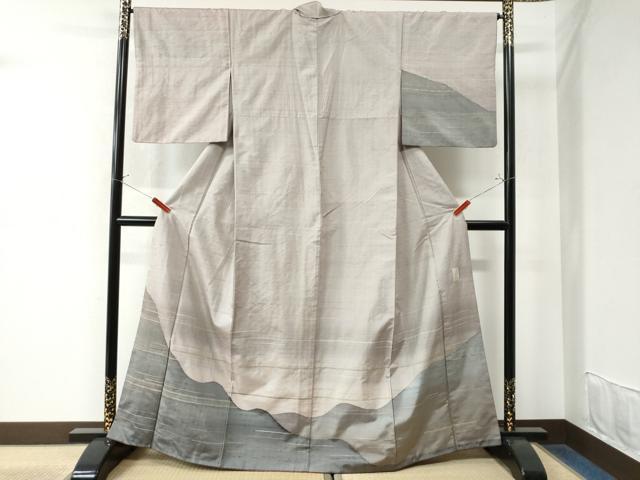 平和屋着物●訪問着　聚蚕紬　野蚕　霞文　正絹　逸品　CAAW7710yc