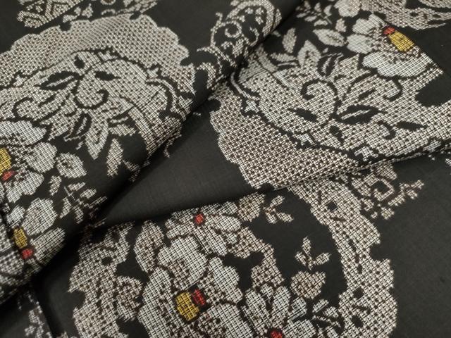 平和屋着物●本場大島紬　割り込み絣　雪輪短冊花唐草文　正絹　逸品　CAAW7712yc