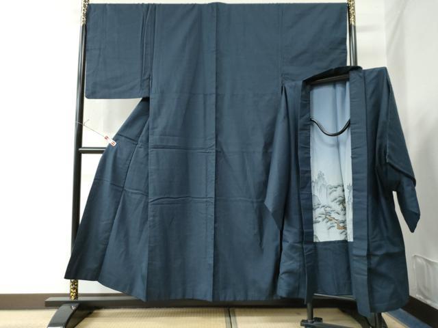 平和屋着物●男性　紬　アンサンブル　100亀甲　正絹　逸品　CAAW7741yc