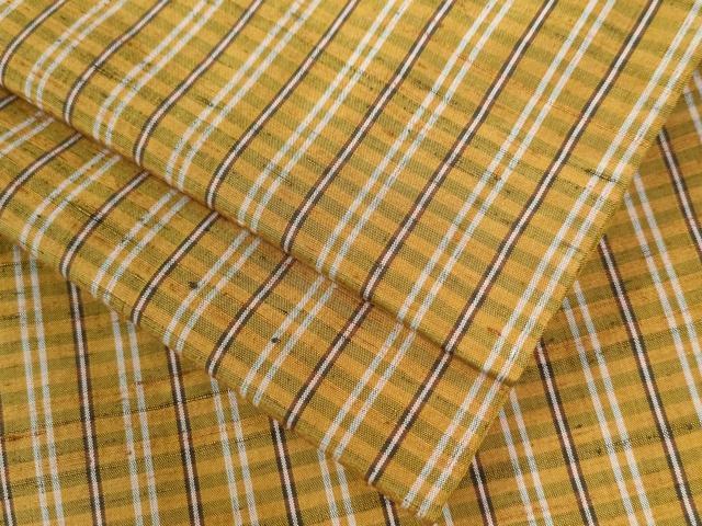 平和屋着物●ぜんまい紬　格子柄　正絹　逸品　CAAW7754yc
