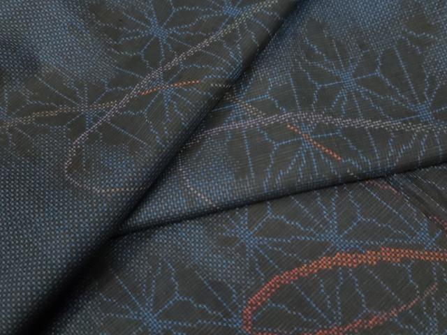 平和屋着物●本場大島紬　7マルキ　麻の葉吉祥文　正絹　逸品　CAAW7763yc