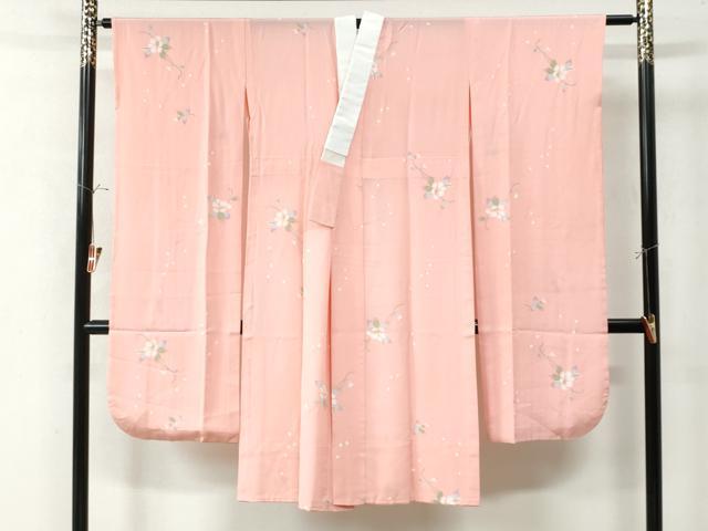 平和屋着物●振袖用長襦袢　無双仕立て　草花文　正絹　逸品　CAAW7770yc