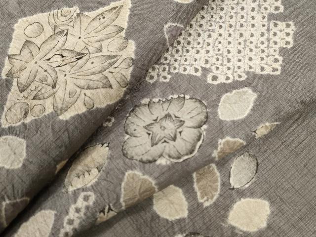 平和屋着物●上質な小紋　紬地　辻が花　手描き　絞り　正絹　逸品　CAAW7771yc