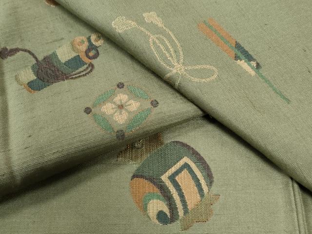 平和屋着物●京の名門・菱屋六右ェ門　紬　打ち出の小槌　扇 　正絹　逸品　未使用　CAAW7792yc