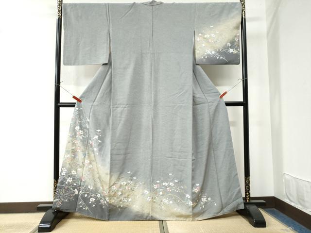 平和屋着物●訪問着　枝椿　暈し染め　金彩　正絹　逸品　CAAW7805yc