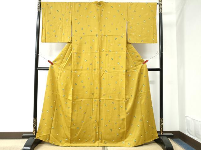 平和屋着物●上質な小紋　草花文　金彩　正絹　逸品　CAAW7823yc