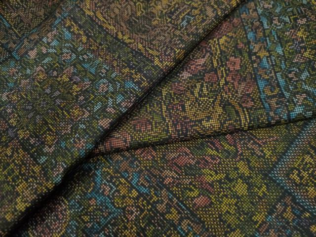 平和屋着物●本場大島紬　7マルキ　色紙重ね花唐草文　正絹　逸品　CAAW7837yc