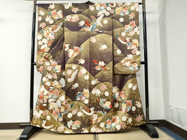 平和屋着物●豪華振袖　刺繍　鴛鴦舞花文　金彩　正絹　逸品　CAAW7839yc