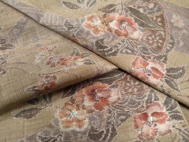 平和屋着物●小千谷紬　吉祥枝花文　正絹　逸品　未使用　CAAW7874yc