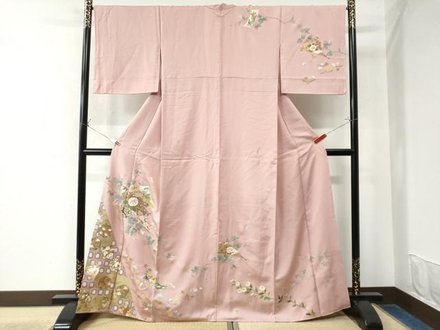 平和屋着物●訪問着　短冊横笛花車文　金彩　正絹　逸品　CAAW7900yc