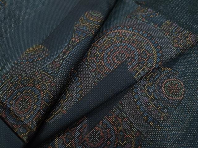 平和屋着物●本場大島紬　9マルキ　霞吉祥文　正絹　逸品　CAAW7921yc