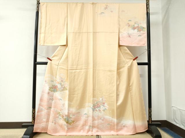 平和屋着物●訪問着　刺繍　花筏文　暈し染め　金彩　正絹　逸品　未使用　CAAW7929yc