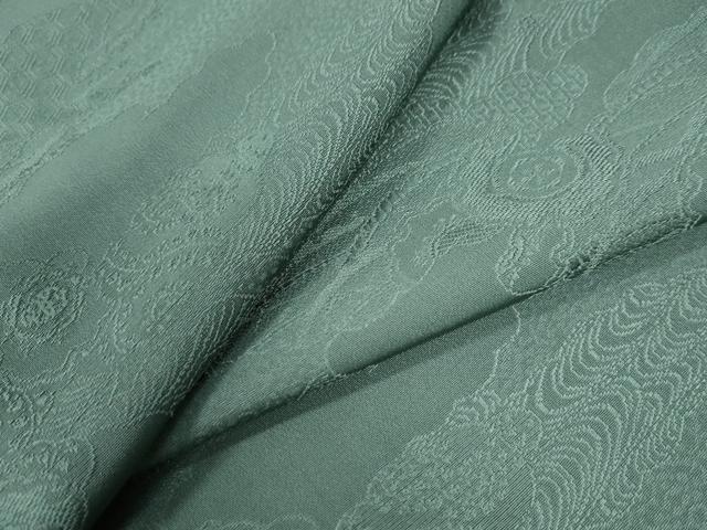 平和屋着物●上質な色無地　雲重ね吉祥地紋　老竹色　正絹　逸品　未使用　CAAW7931yc