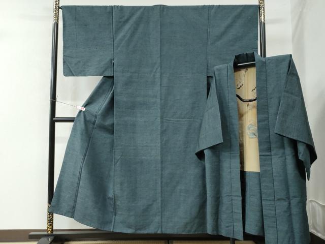 平和屋着物●男性　紬　アンサンブル　色無地　御召茶色　正絹　逸品　CAAW7949yc