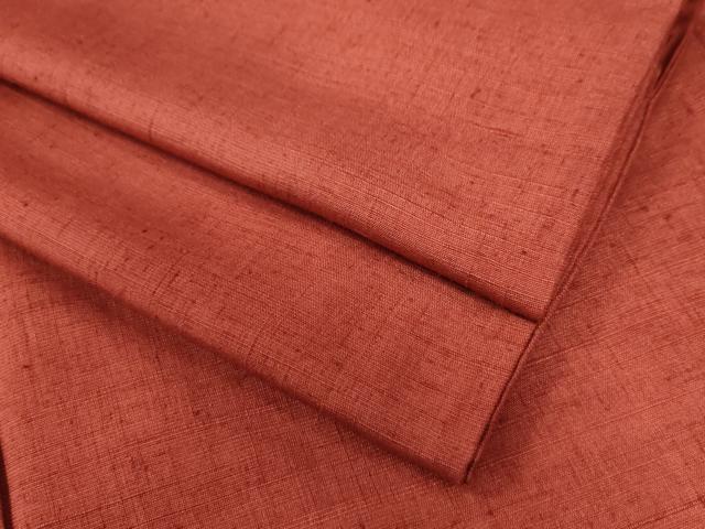 平和屋着物●結城紬　色無地　臙脂色　正絹　逸品　CAAW7951yc