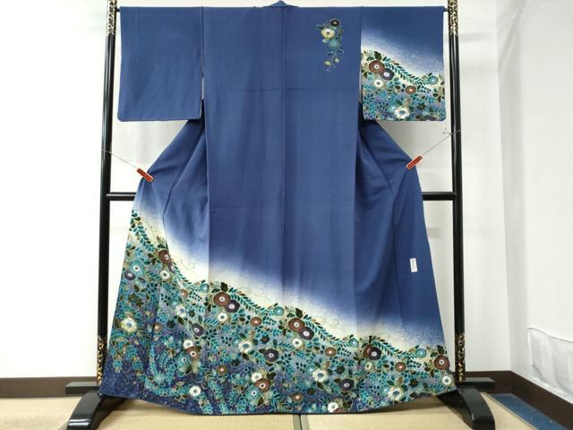 平和屋着物●訪問着　作家物　辻が花　手描き　暈し染め　金彩　正絹　逸品　CAAW7974yc
