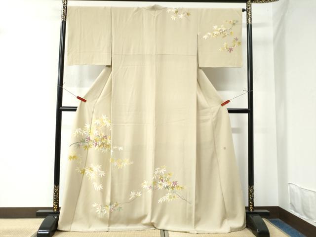 平和屋着物●訪問着　友禅　作家物　枝葉文　正絹　逸品　CAAW7977yc