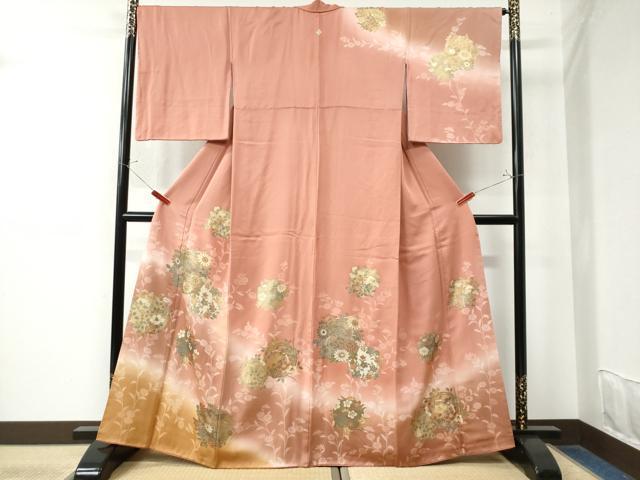 平和屋着物●訪問着　草花丸文　暈し染め　金彩　正絹　逸品　CAAW8003yc