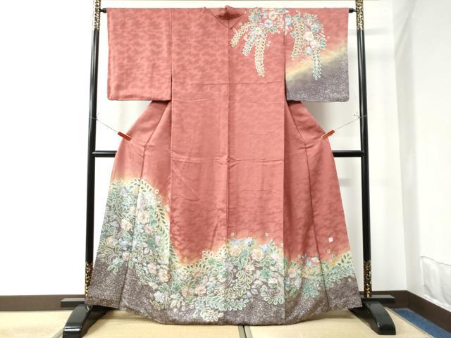 平和屋着物●訪問着　作家物　辻が花　手描き　絞り　暈し染め　金通し地　正絹　逸品　CAAW8036yc