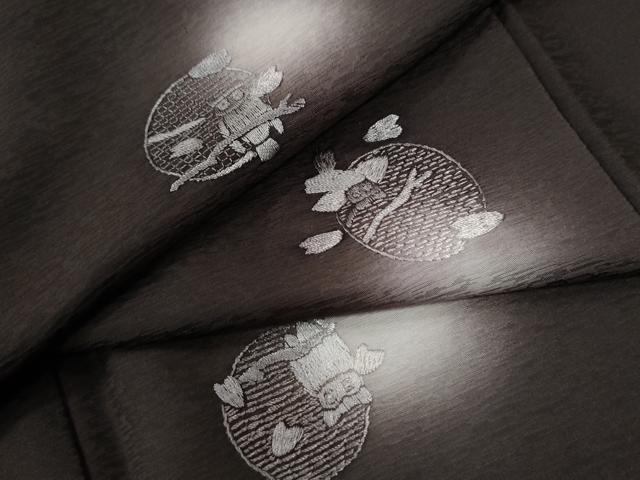 平和屋着物●上質な小紋　総刺繍　ミミズク　蛍暈し　正絹　逸品　CAAW8040yc