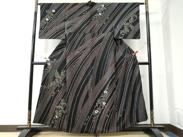 平和屋着物●訪問着　総絞り　花松文　黒地　正絹　逸品　CAAW8055yc