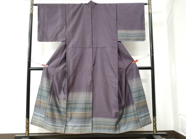 平和屋着物●訪問着　花織　紬地　霞文　正絹　逸品　CAAW8171yc