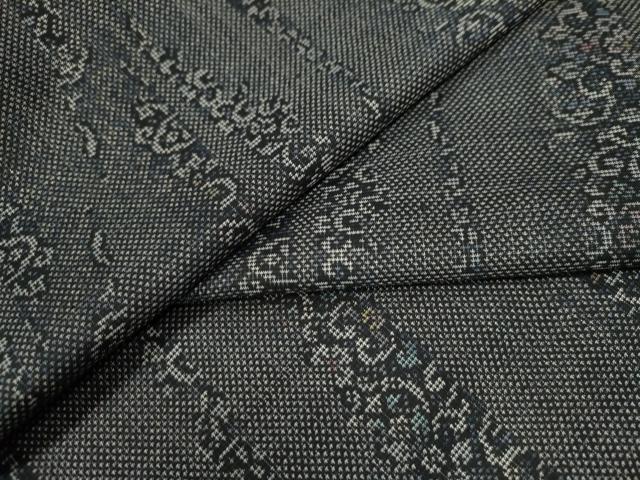 平和屋着物●本場大島紬　9マルキ　変わり縞　花唐草文　西武百貨店扱い　正絹　逸品　CAAW8175yc