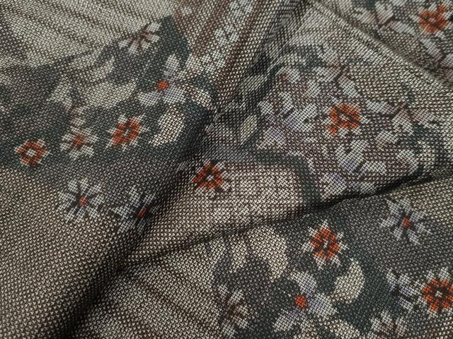 平和屋着物●本場大島紬　9マルキ　吉祥花文　正絹　逸品　CAAW8210yc