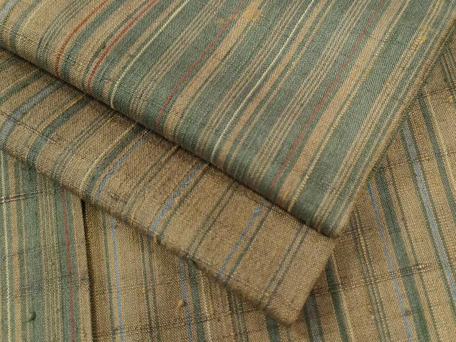 平和屋着物●生紬　縞　正絹　逸品　CAAW8230yc