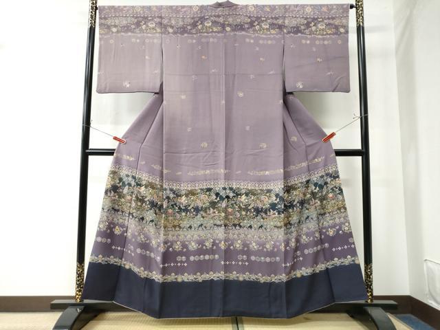 平和屋着物●訪問着　飛鳥吉祥花蝶文　暈し染め　金彩　正絹　逸品　CAAW8236yc