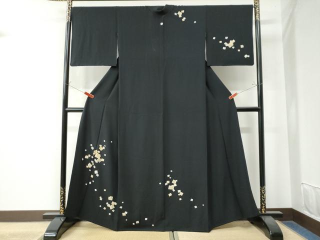 平和屋着物●訪問着　源氏香　黒地　金彩　正絹　逸品　CAAW8250yc