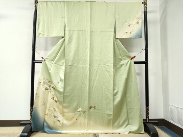 平和屋着物●訪問着　螺鈿　枝花文　暈し染め　金彩　ロング丈　正絹　逸品　未使用　CAAW8257yc