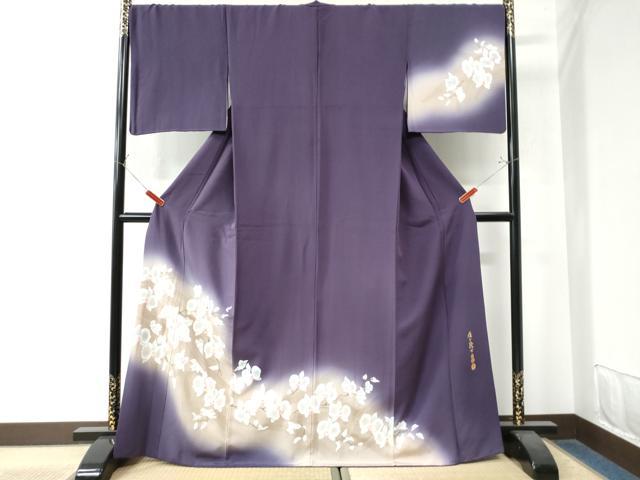 平和屋着物●螺鈿作家　藤本隆士　訪問着　胡蝶蘭　暈し染め　金彩　京都きもの友禅扱い　正絹　逸品　CAAW8261yc