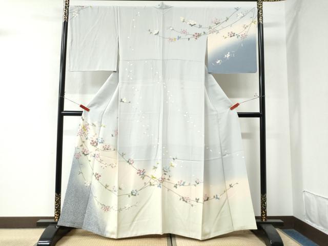 平和屋着物●訪問着　枝花文　暈し染め　まるやま扱い　正絹　逸品　CAAW8264yc