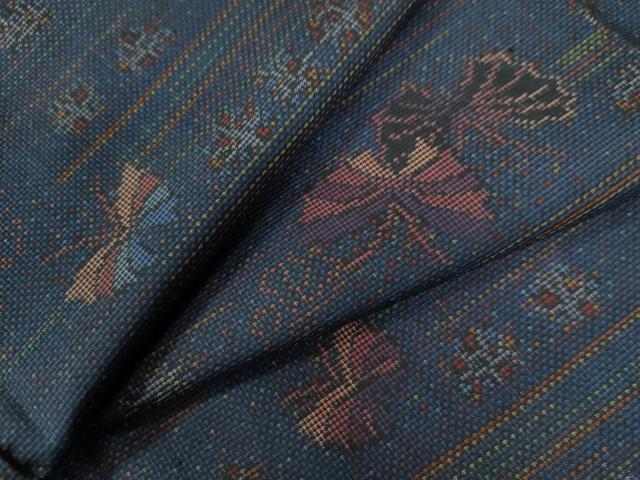 平和屋着物●本場大島紬　9マルキ　霞吉祥舞蝶文　正絹　逸品　CAAW8282yc